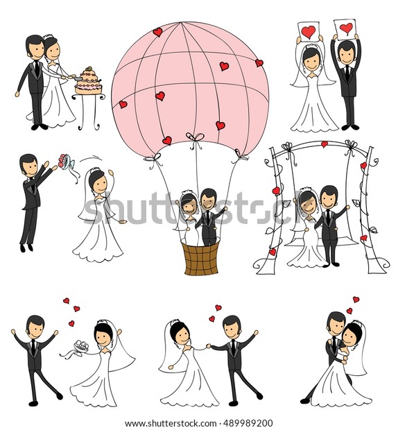 Wedding Doodle Couple Love Vector Illustration Stock Vector (Royalty ...