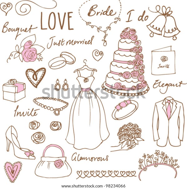 Wedding Doodles Sketchy Vector Illustration Stock Vector (Royalty Free ...