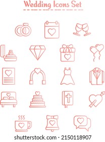 Wedding Icon Set Vector Marriage Celebration Stock Vector (Royalty Free ...