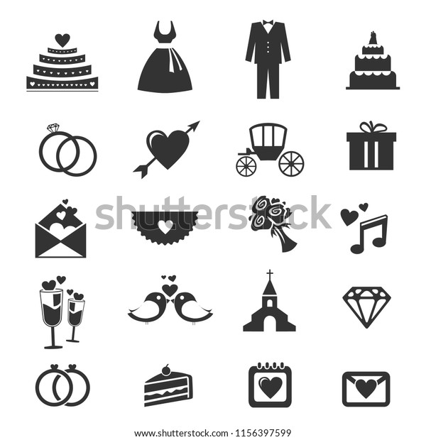 Wedding Icons Collection Stock Vector (Royalty Free) 1156397599 ...