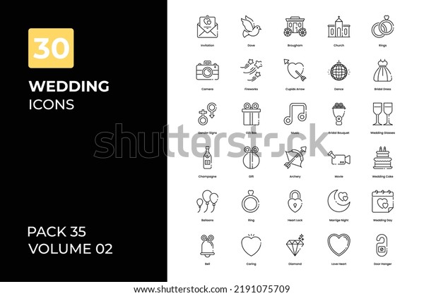Wedding Icons Collection Set Contains Such Stock Vector (Royalty Free ...