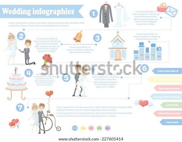 Wedding Infographics Including Template Design Elements Stock Vector ...