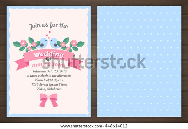 Wedding Invitation Card Back Front Vector Stock Vector (Royalty Free ...