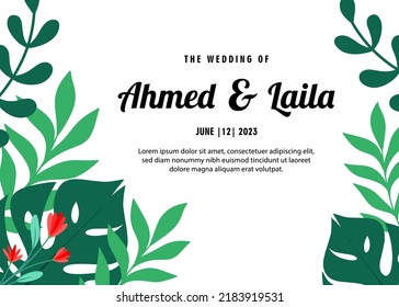 Wedding Invitation Card Design Leaf Flower Stock Vector (Royalty Free ...