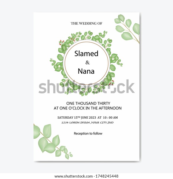 Wedding Invitation Card Leaf Stock Vector (Royalty Free) 1748245448 ...