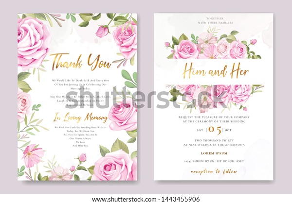 Wedding Invitation Card Pink Maroon Roses Stock Vector (Royalty Free ...