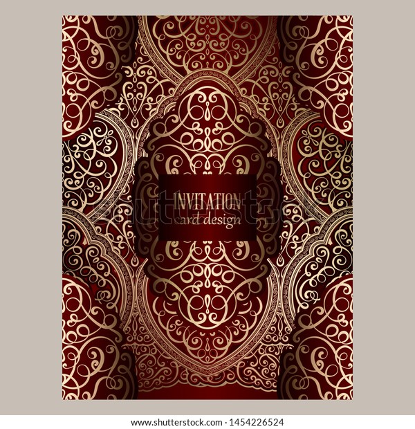 Wedding Invitation Card Red Gold Shiny Stock Vector (Royalty Free ...