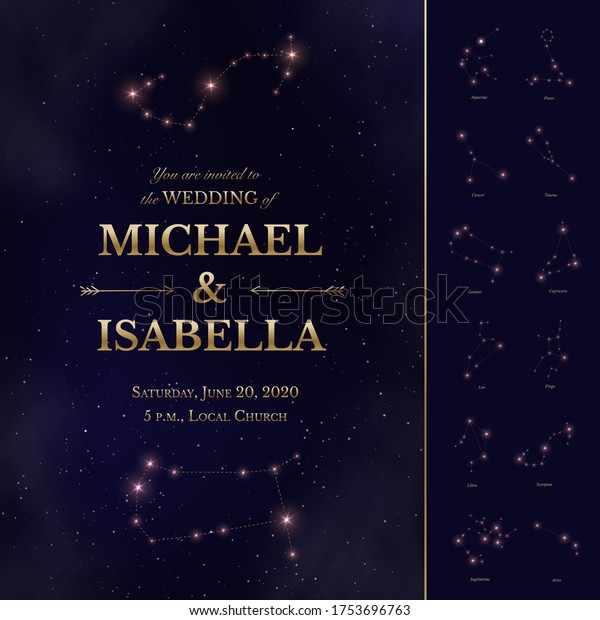 Wedding Invitation Card Starry Night Sky Stock Vector (Royalty Free ...