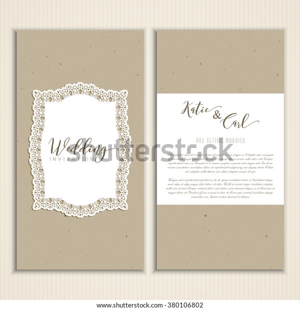 Wedding Invitation Cardboard Style Texture Lace Stock Vector (Royalty ...
