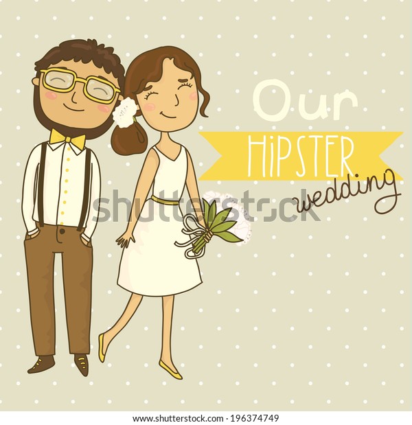 Wedding Invitation Couple Hipsters Our Hipster Stock Vector (Royalty ...