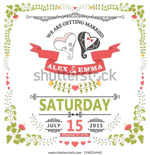 Wedding Invitation Design Templatestylized Heart Wedding 库存矢量图（免版税 ...