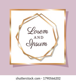 Wedding Invitation Gold Frame Design Save Stock Vector (Royalty Free ...