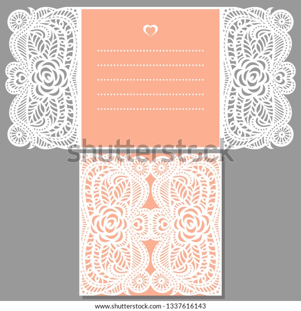 Wedding Invitation Peach Color Background Floral Stock Vector (Royalty ...