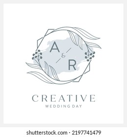 Wedding Logo Initial R Beautiful Watercolor Stock Vector (Royalty Free ...