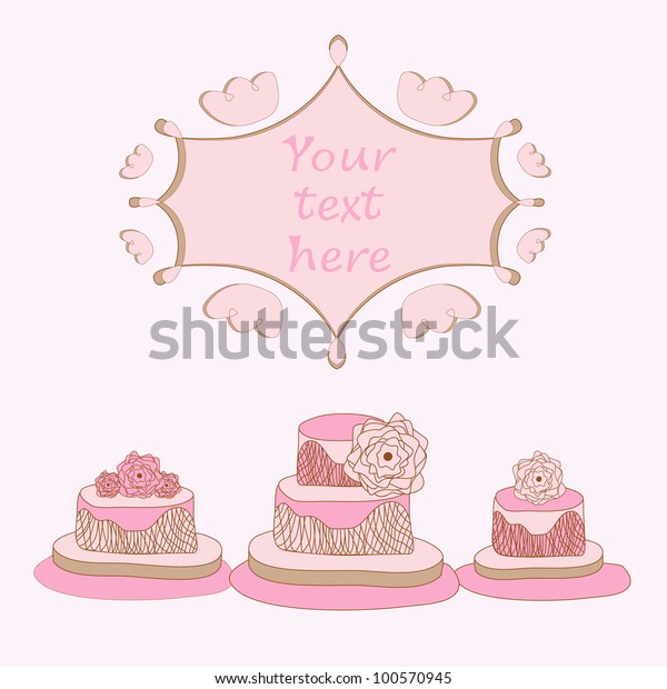 Wedding Pink Cards Invitations Cakes Flowers Stock Vector (Royalty Free ...