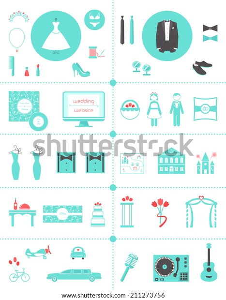 Wedding Planning Icons Infographic Elements Set Stock Vector (Royalty ...