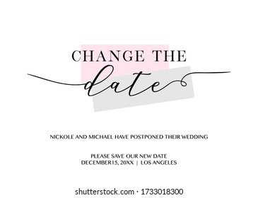 Wedding Postponement Change Date Announcement Vector Stock Vector ...