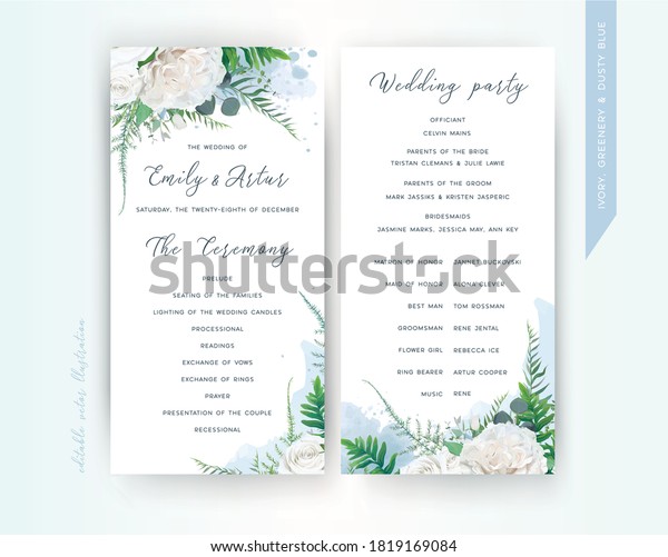 Wedding Program Ceremony Floral Design Card Stock Vector (Royalty Free ...