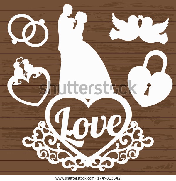 Wedding Set Laser Cutting Templates 库存矢量图（免版税）1749813542 | Shutterstock
