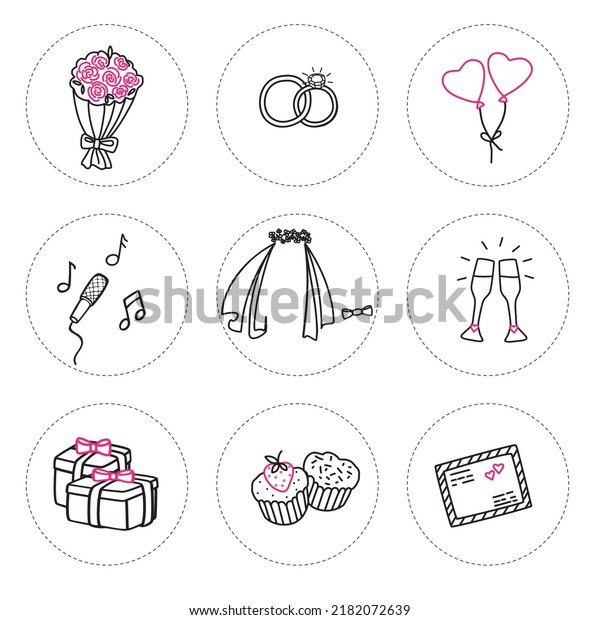 Símbolos de la boda. Conjunto de: vector de stock (libre de regalías ...