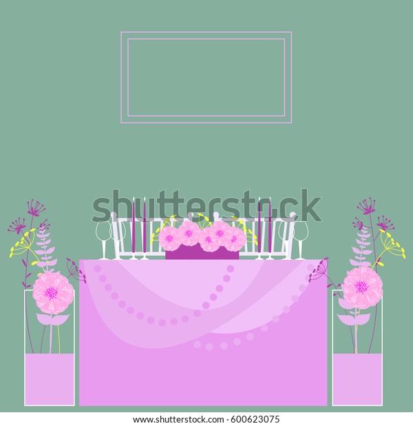 Wedding Table Decoration Vector Illustration Stock Vector (Royalty Free ...