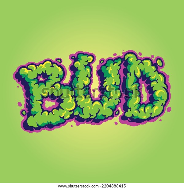 Weed Bud Smoke Effect Words Lettering Stock Vector (Royalty Free ...