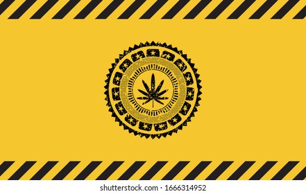 Weed Leaf Icon Inside Warning Sign Stock Vector (Royalty Free ...