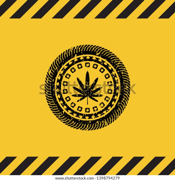 Weed Leaf Icon Inside Warning Sign Stock Vector (Royalty Free ...