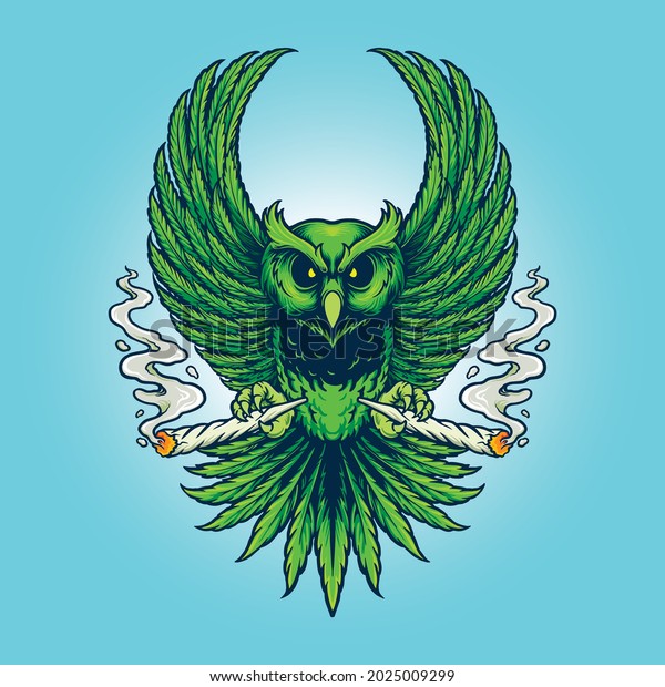 Weed Owl Smoking Cannabis Vector Illustrations Stock Vector (Royalty ...