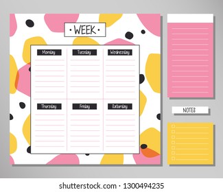 Week Timetable Set Colorful Abstract Background Stock Vector (Royalty ...