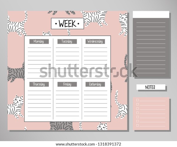 Week Timetable Set Colorful Abstract Background Stock Vector (Royalty ...