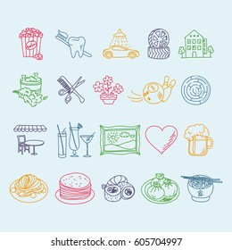 Weekend Line Art Icon Set Stock Vector (Royalty Free) 605704997 ...