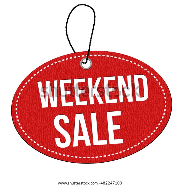 Weekend Sale Red Leather Label Price Stock Vector (Royalty Free ...