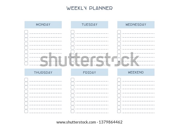Weekly Empty Schedule Planner Template Stock Vector (Royalty Free ...