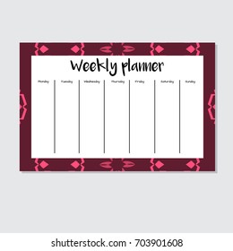 Weekly Planner Arabic Style Tribal Pattern Stock Vector (Royalty Free ...