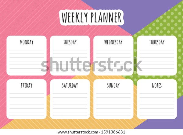 Weekly Planner Design Abstract Geometrical Background Stock Vector ...