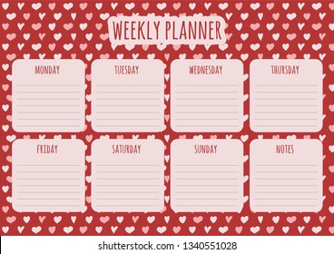 Weekly Planner Design Background Hand Drawn Stock Vector (Royalty Free ...