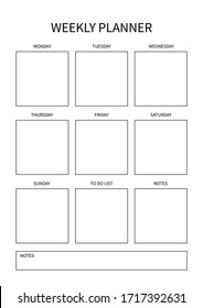 Weekly Planner Diary Organiser Notebook Printable Stock Vector (Royalty ...