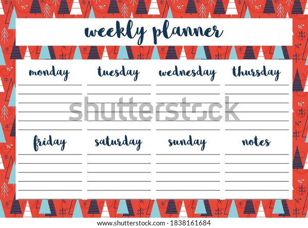 Weekly Planner Diary Organiser Notebook Printable Stock Vector (Royalty ...