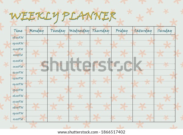 Weekly Planner Girl Time Markings Each Stock Vector (Royalty Free ...