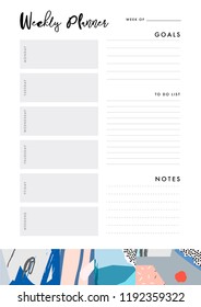 Weekly Planner Organizer Schedule Place Notes Stock Vector (Royalty ...