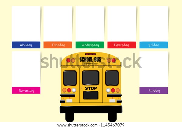 Weekly Planner School Bus Center Vector Stock Vector (Royalty Free ...