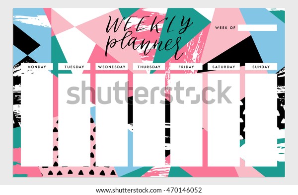 Weekly Planner Template Organizer Schedule Vector Stock Vector (Royalty ...