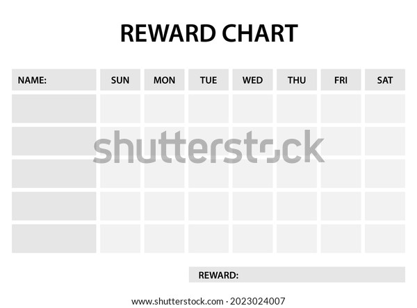 Weekly Reward Chart Blank Template Clipart Stock-vektor (royaltyfri ...