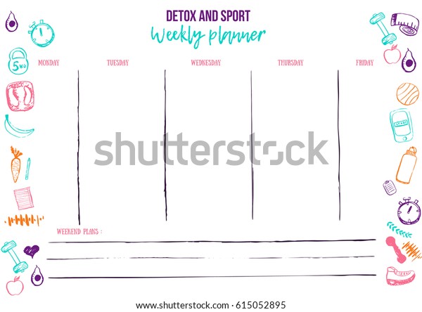 Weekly Sport Planner Template Daily Fitness Stock Vector (Royalty Free ...