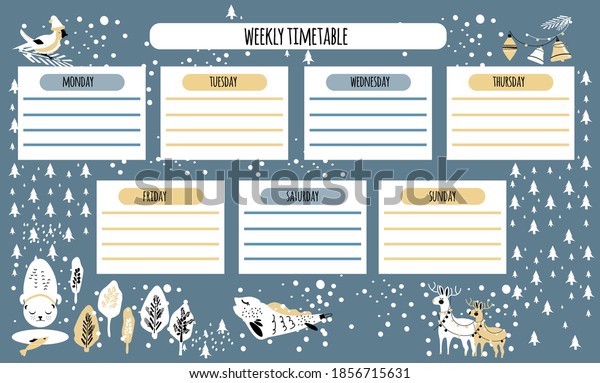Weekly Timetable Daily Planner Personal Schedule Stock Vector (Royalty ...