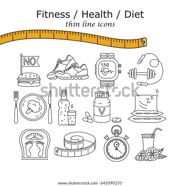 Weight Loss Diet Icons Set Fitness Stock Vector (Royalty Free ...