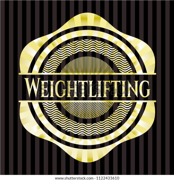 Weightlifting Gold Badge Emblem Stock Vector (Royalty Free) 1122433610 ...