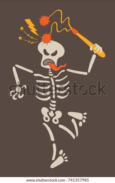 Weird skeleton giving a violent blow to its own skull with a double ...