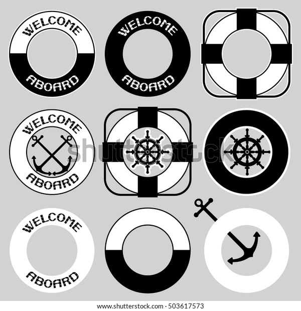Welcome Aboard Symbol Set Black White 스톡 벡터(로열티 프리) 503617573 ...